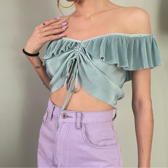 Zara | Tops | Pleated Crop Top | Poshmark